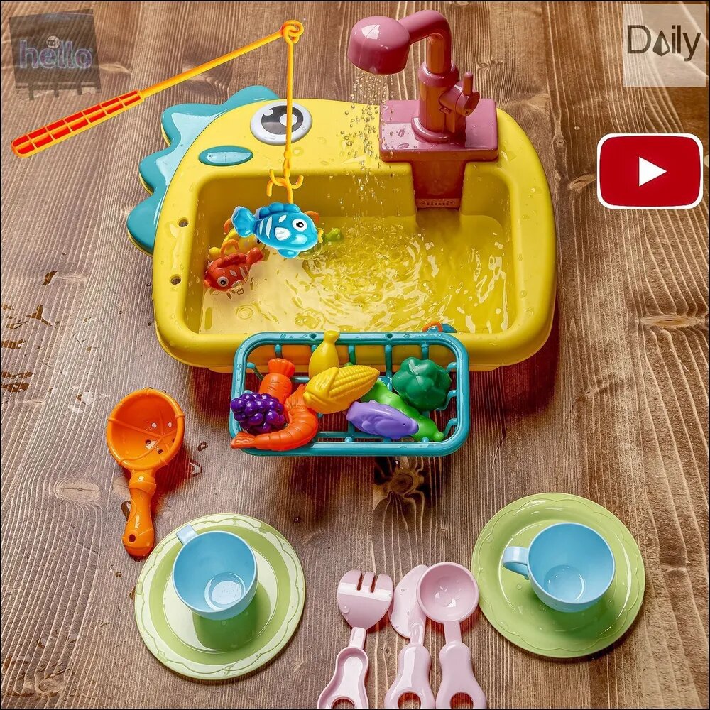 Игра Рыбалка детская с краном на батарейках, игрушка для малышей / Развивающая кухня BAZUMI