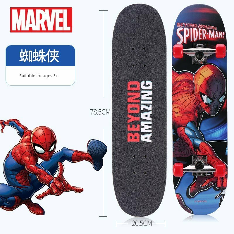 Скейтборд Disney Spider-Man 28 дюймов для детей от 3 лет, начальный уровень, безопасная конструкция и плавное скольжение