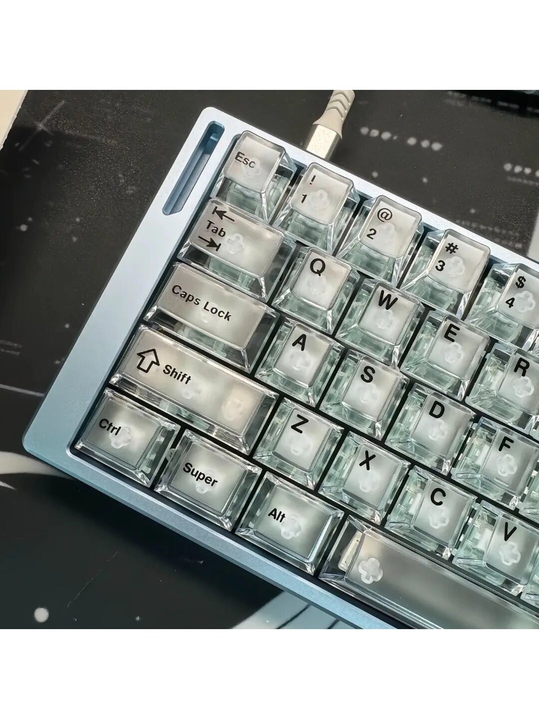 Leichuang Axle прозрачные гравированные кейкапы для механических клавиатур Cherry Белый, white