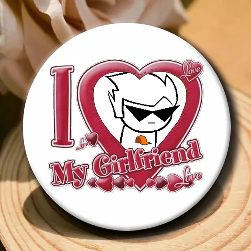 Значок "I Love My Girlfriend" с Дэйвом Страйдером, бежевый, style-29