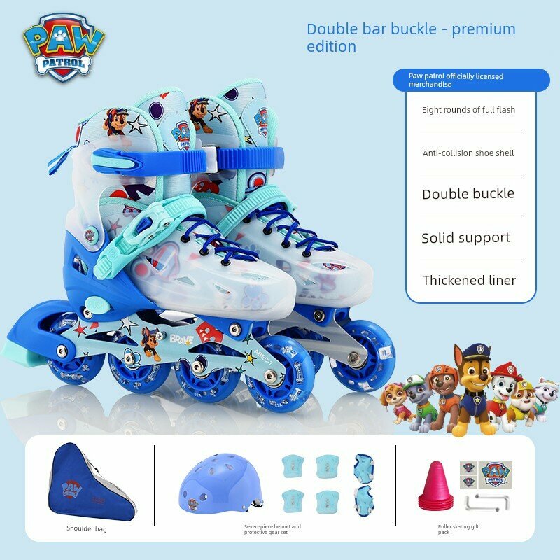 Детские роликовые коньки PAW Patrol синий с звездами люксовый пакет размер S размер обуви 27-30