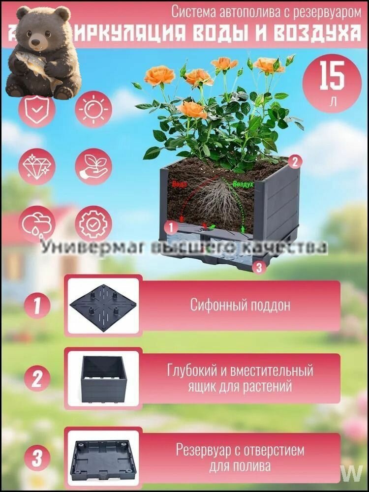 Вертикальная грядка, 0.3х0.3 м, 3 этажа, UV защита, для сада балкона и дома — фото 1