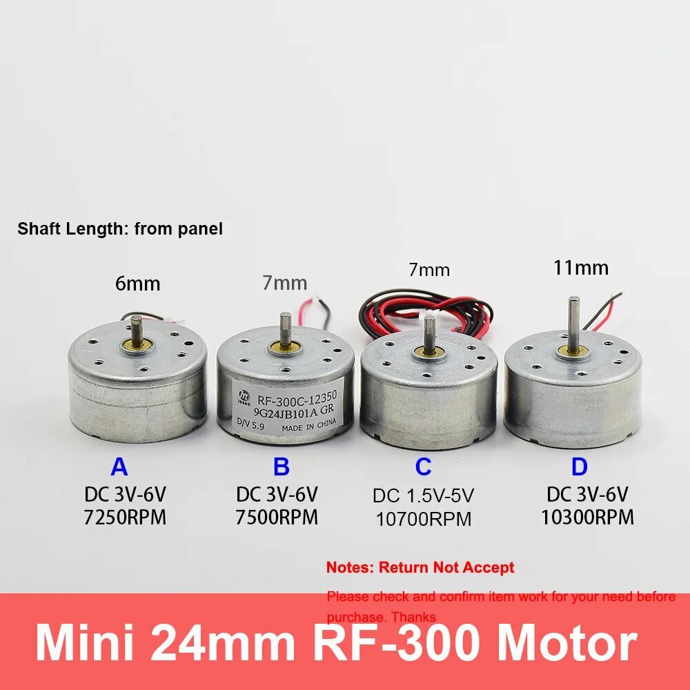 Двигатель постоянного тока RF-300, Speed(RPM): B motor, 24 мм