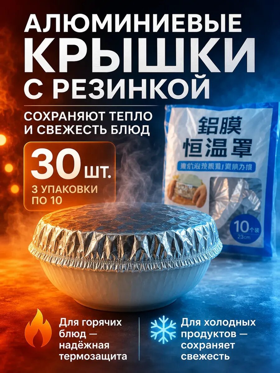 Фольгированные пакеты для тарелок на резинках 30шт.