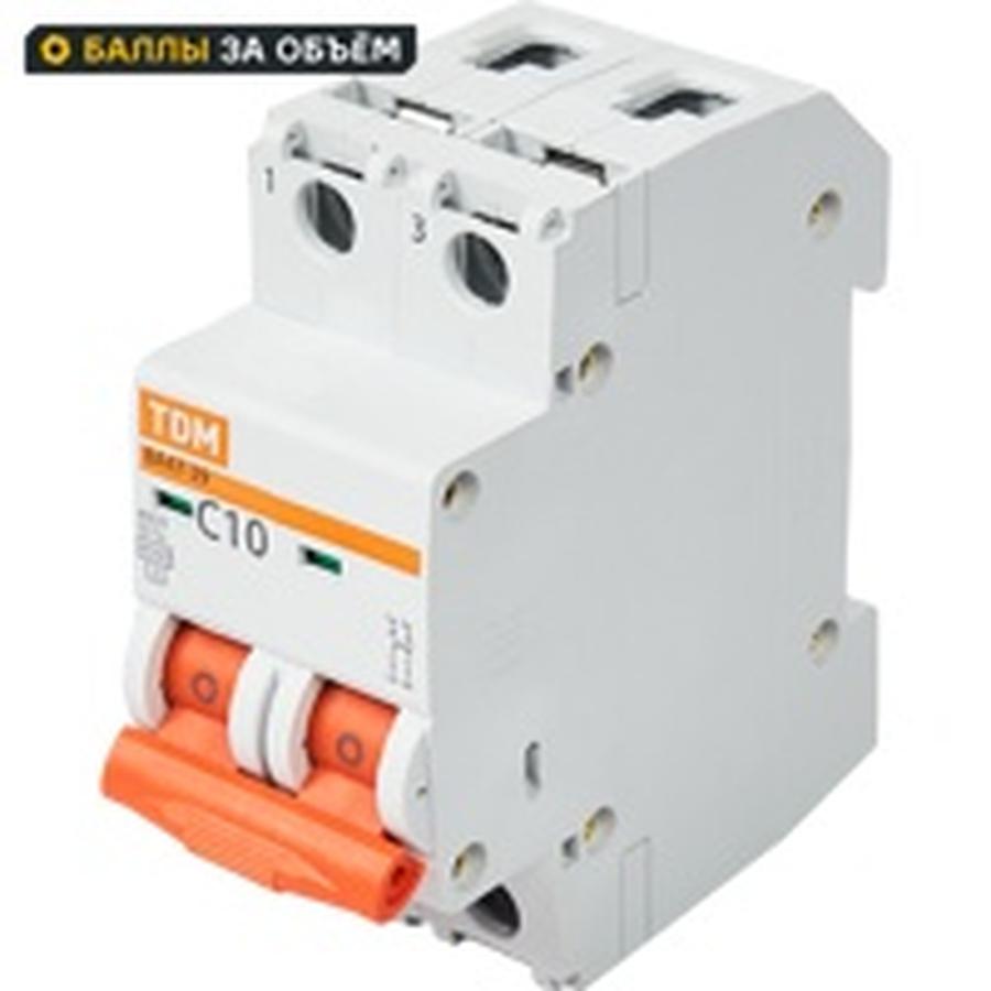 Автоматический выключатель TDM Electric ВА47-29 2P C10 А 4.5 кА SQ0206-0091