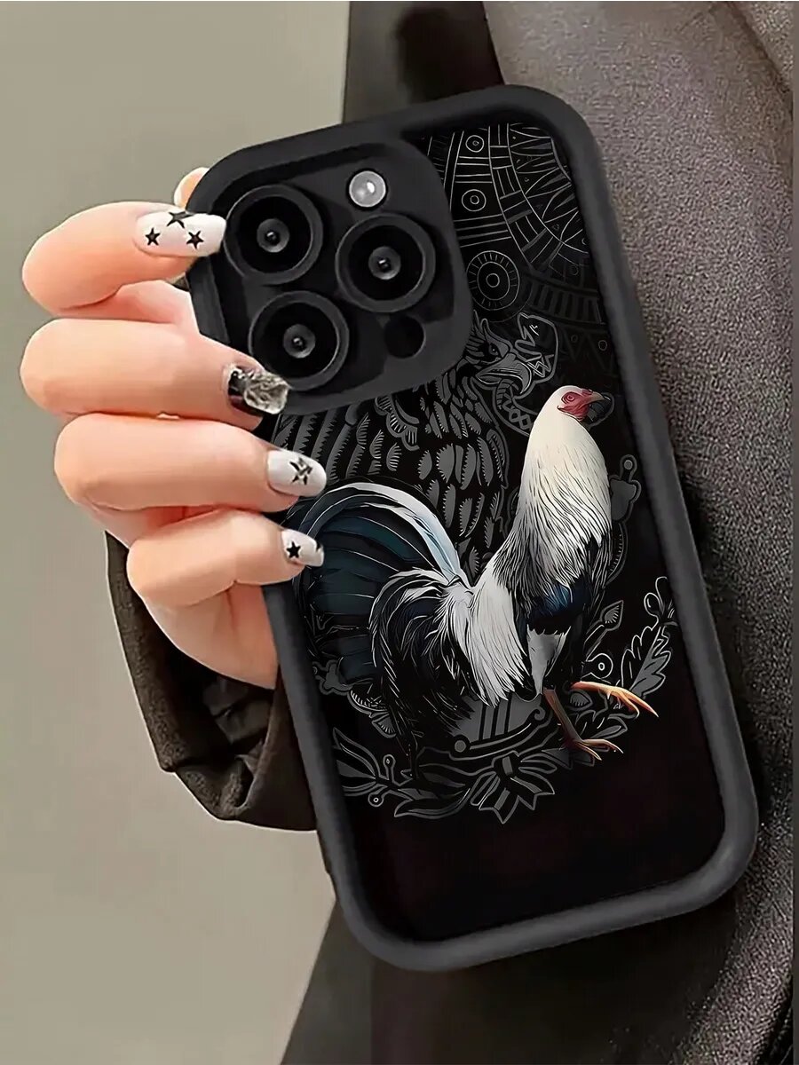 Чехол на IPHONE 13 чёрный петух