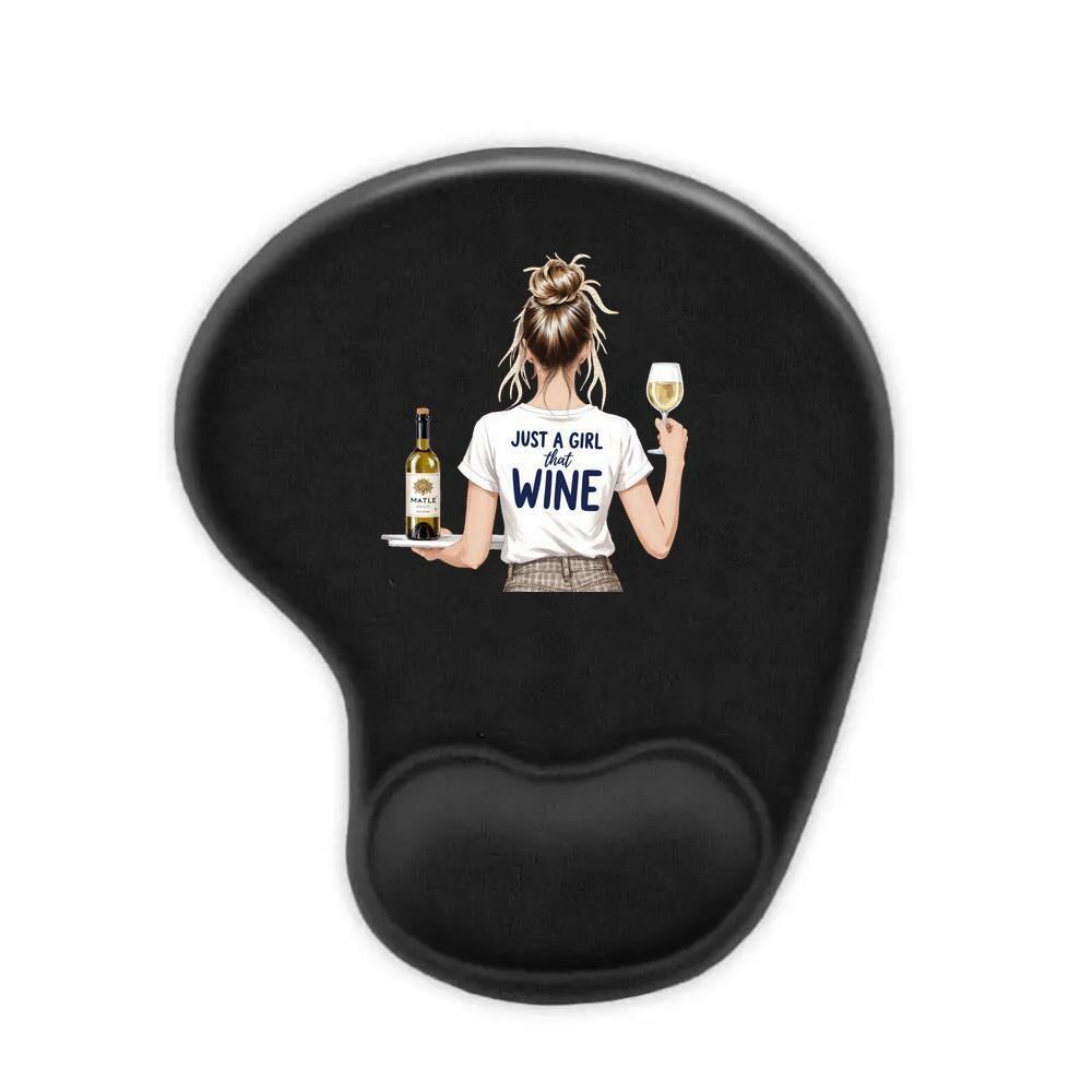 Рабочий коврик для стола с принтом Just A Girl That Wine, коврик для мыши для женщин и домашнего офиса, 1 шт.