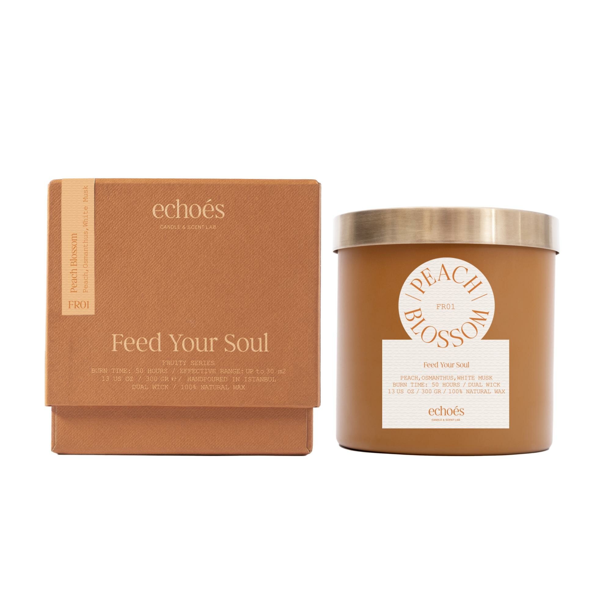ECHOES Peach Blossom Medium Candle 300g Средняя свеча с двумя фитилями с крышкой в подарочной упаковке, 300 гр.