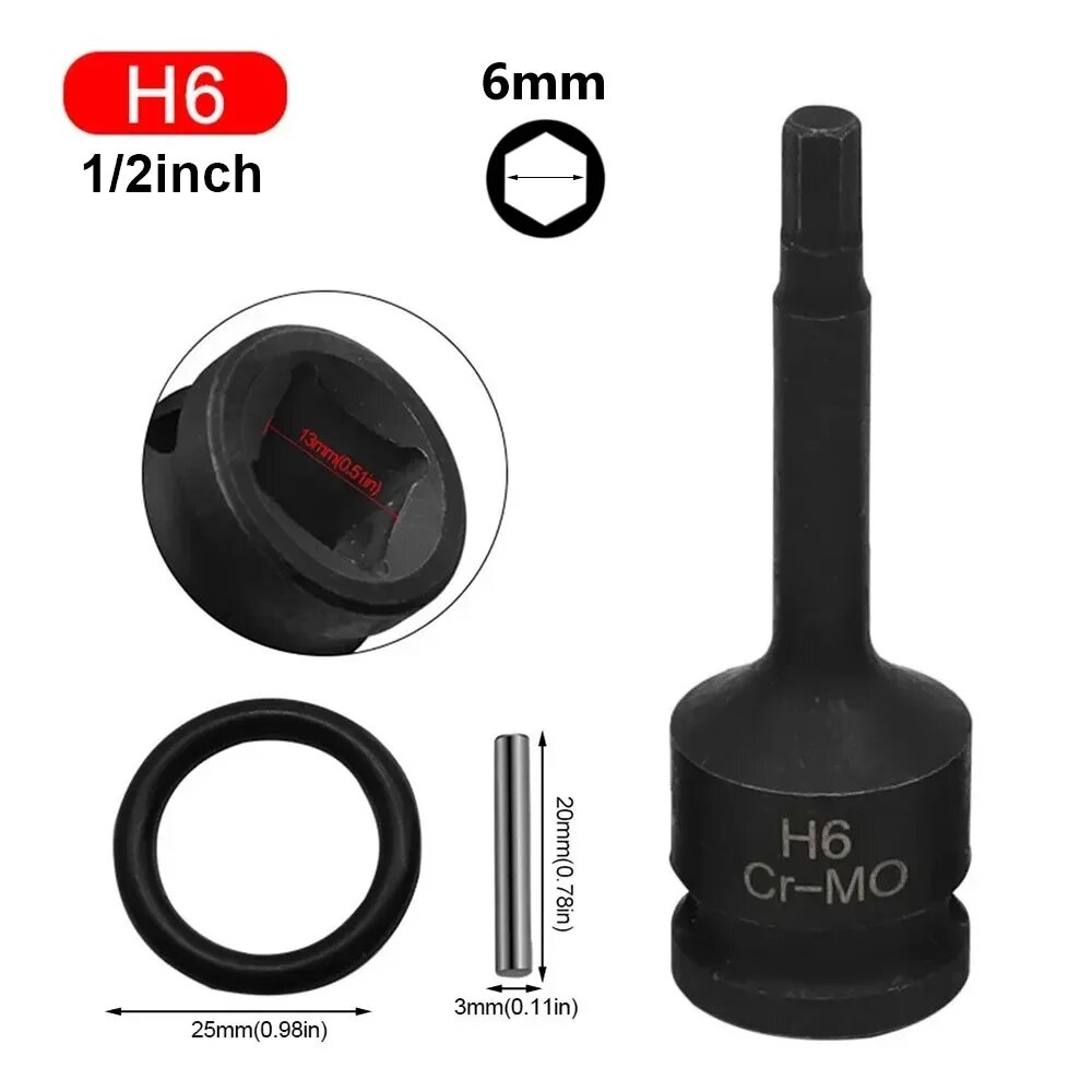 Черный прочный метрический адаптер для электродрели 1/2 дюйма H4-H22 Hex H6
