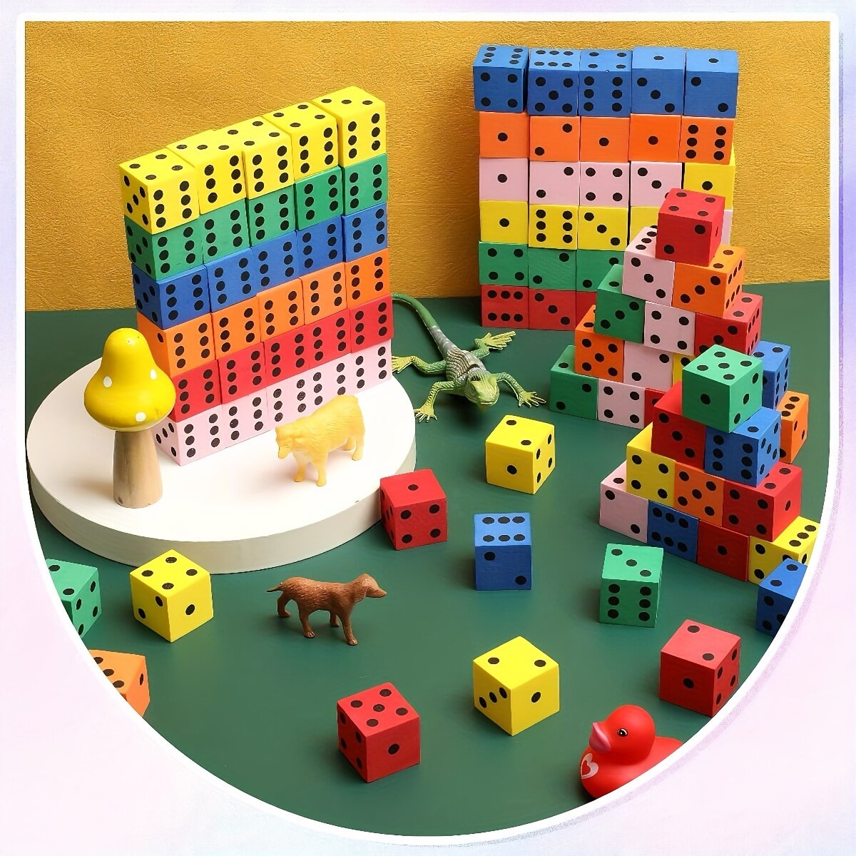 Кубики игральные из ЭВА с цифрами и точками, 21 шт, разноцветные