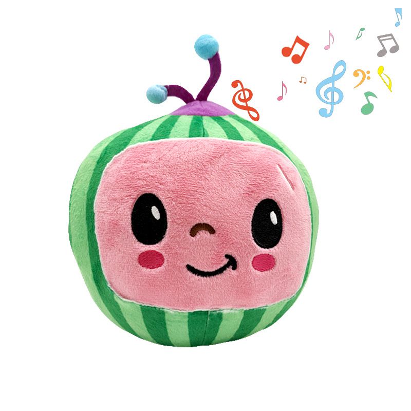 Interactive cocomelon baby cartoon plush toy with melodic tunes and highquality soft material watermelon-withmusic