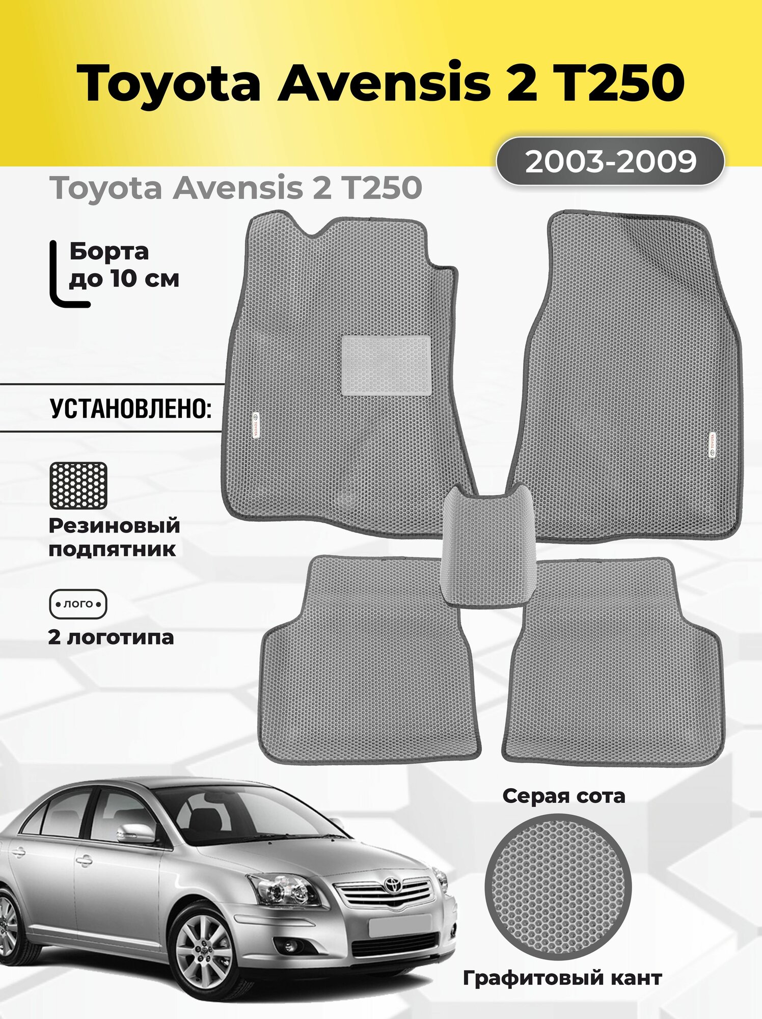 Коврики Ева автомобильные Toyota avensis 2 T250 2003-2009 EVA ЭВА с бортами