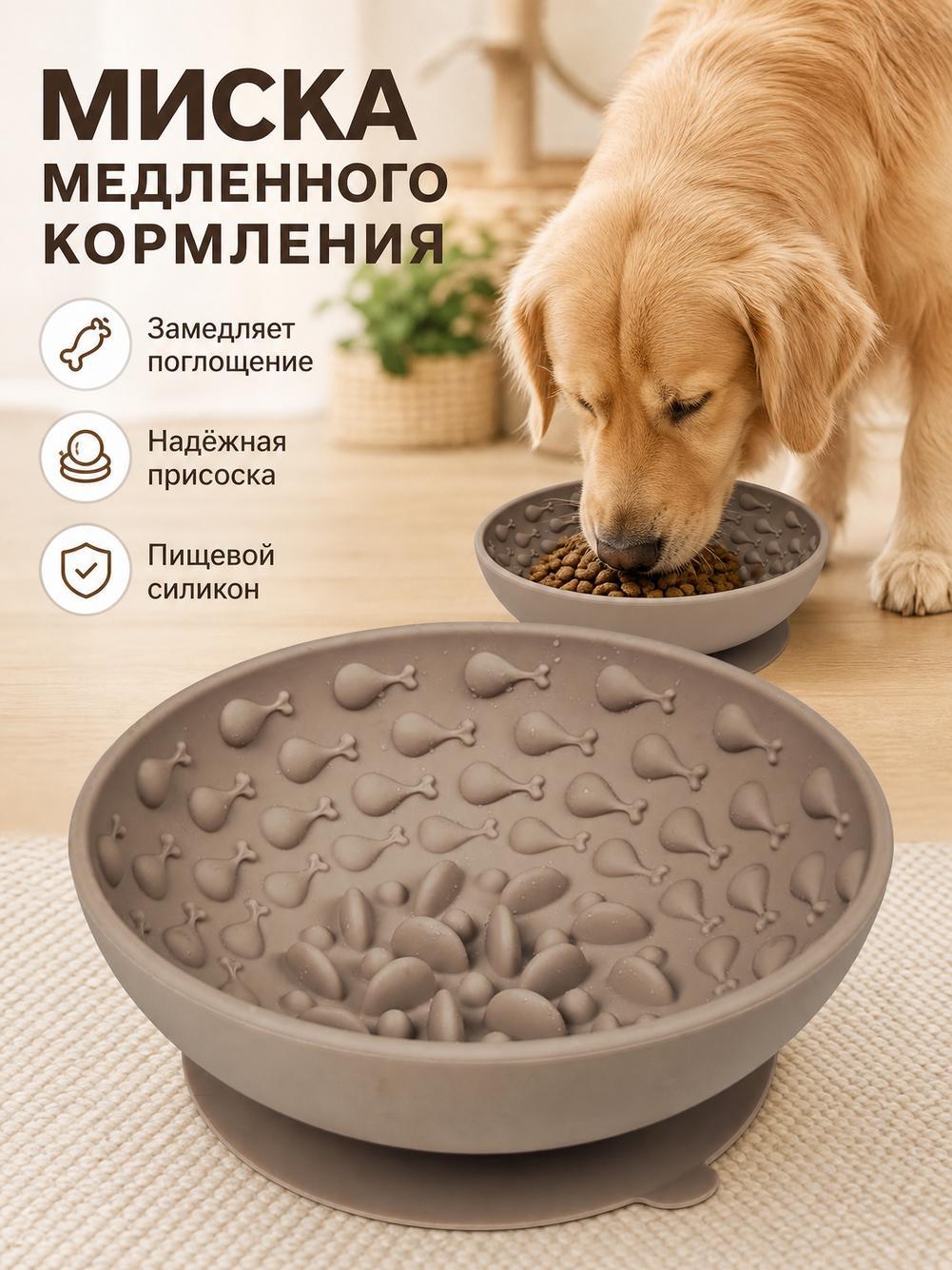 Силиконовая миска для домашних животных с присосками, пищевого качества