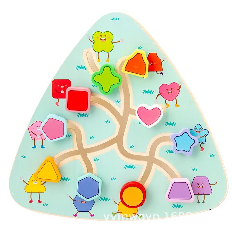 Деревянная игра-пазл для 1-3 лет: тема Формы обучающая игрушка