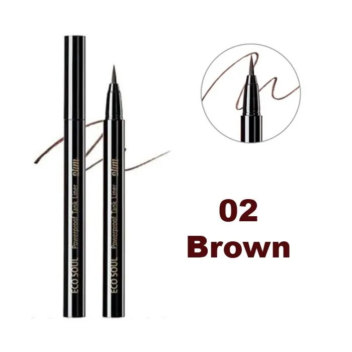 The Saem Водостойкая подводка лайнер для век 0,6 мл Eco Soul Powerproof Tank Liner Slim, оттенок 02 Brown