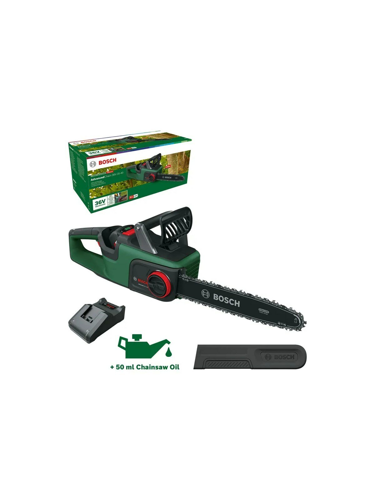 Пила цепная электрическая Bosch AdvancedChain 36V-35-40, 1 аккумулятор, 06008B8600
