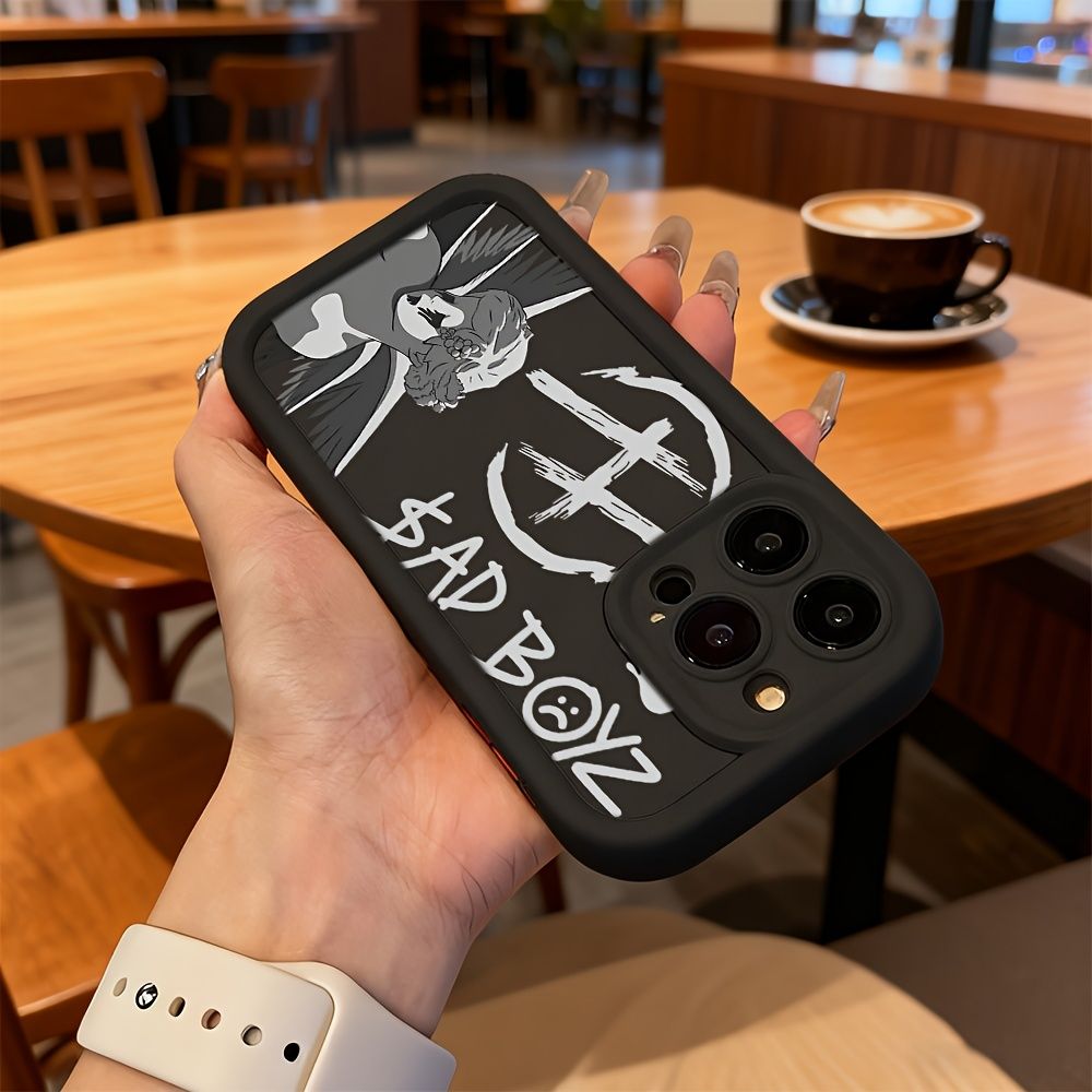 Чехол на Редми Note 13 4G / Redmi Note 13 4G чёрный с принтом Черно-белый ангел граффити силиконовый противоударный