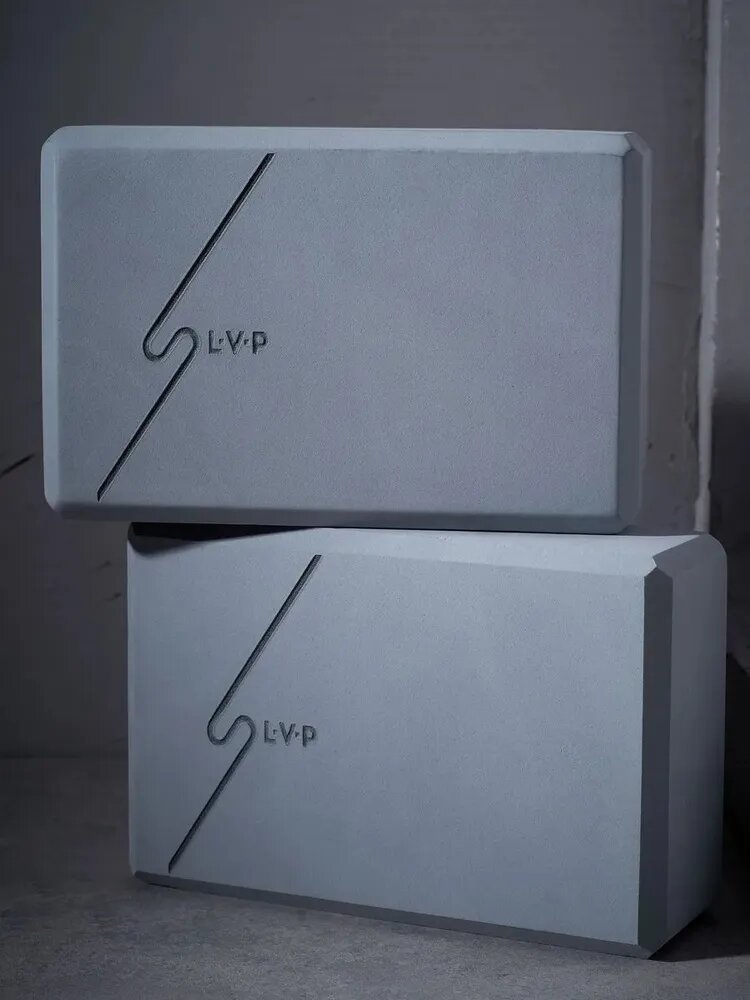 Блок для йоги LVP, размер 23х15х7.5 см, серый, 2 шт.
