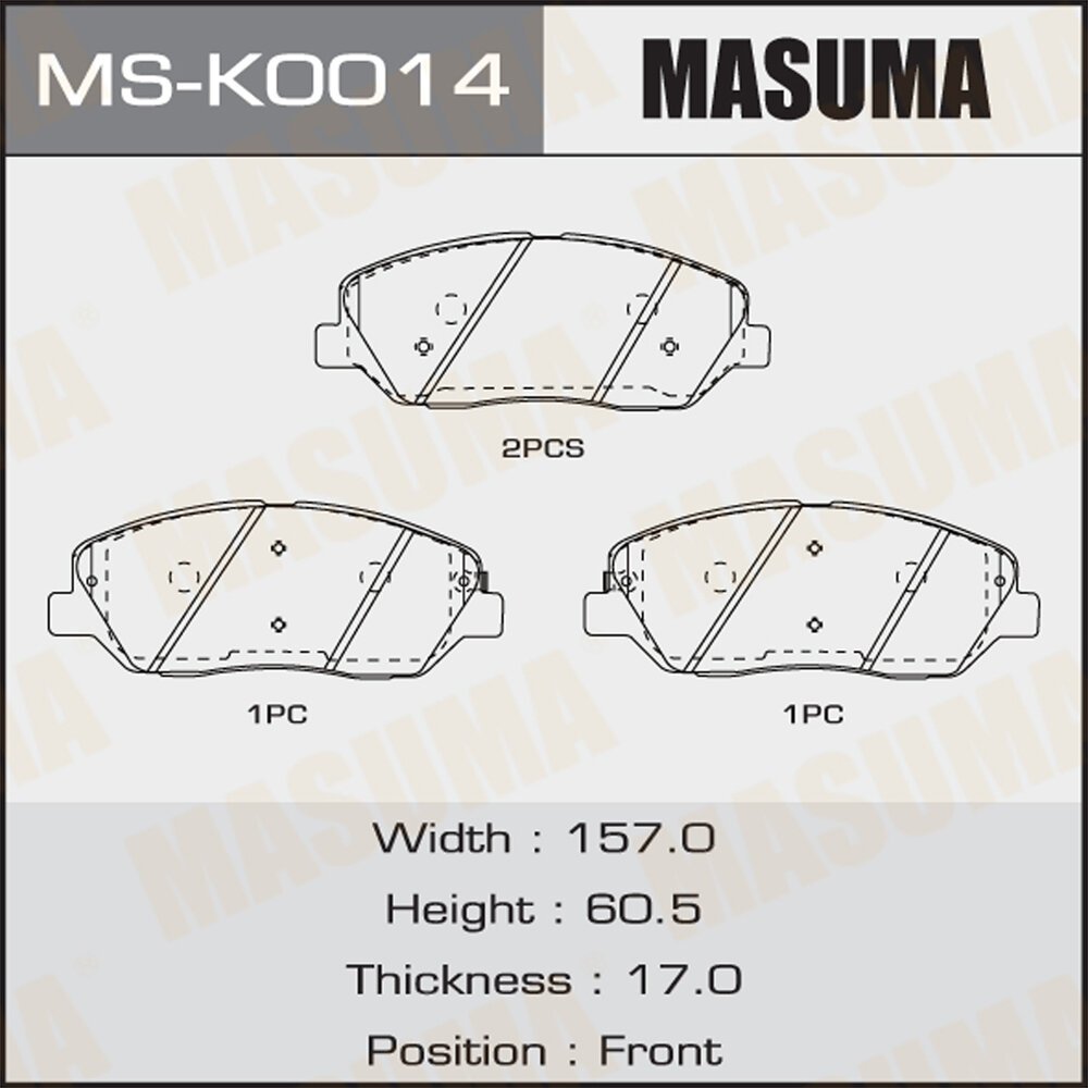 Колодки тормозные дисковые передние MASUMA MS-K0014 Hyundai Santa Fe (06-) (компл. 4шт.)