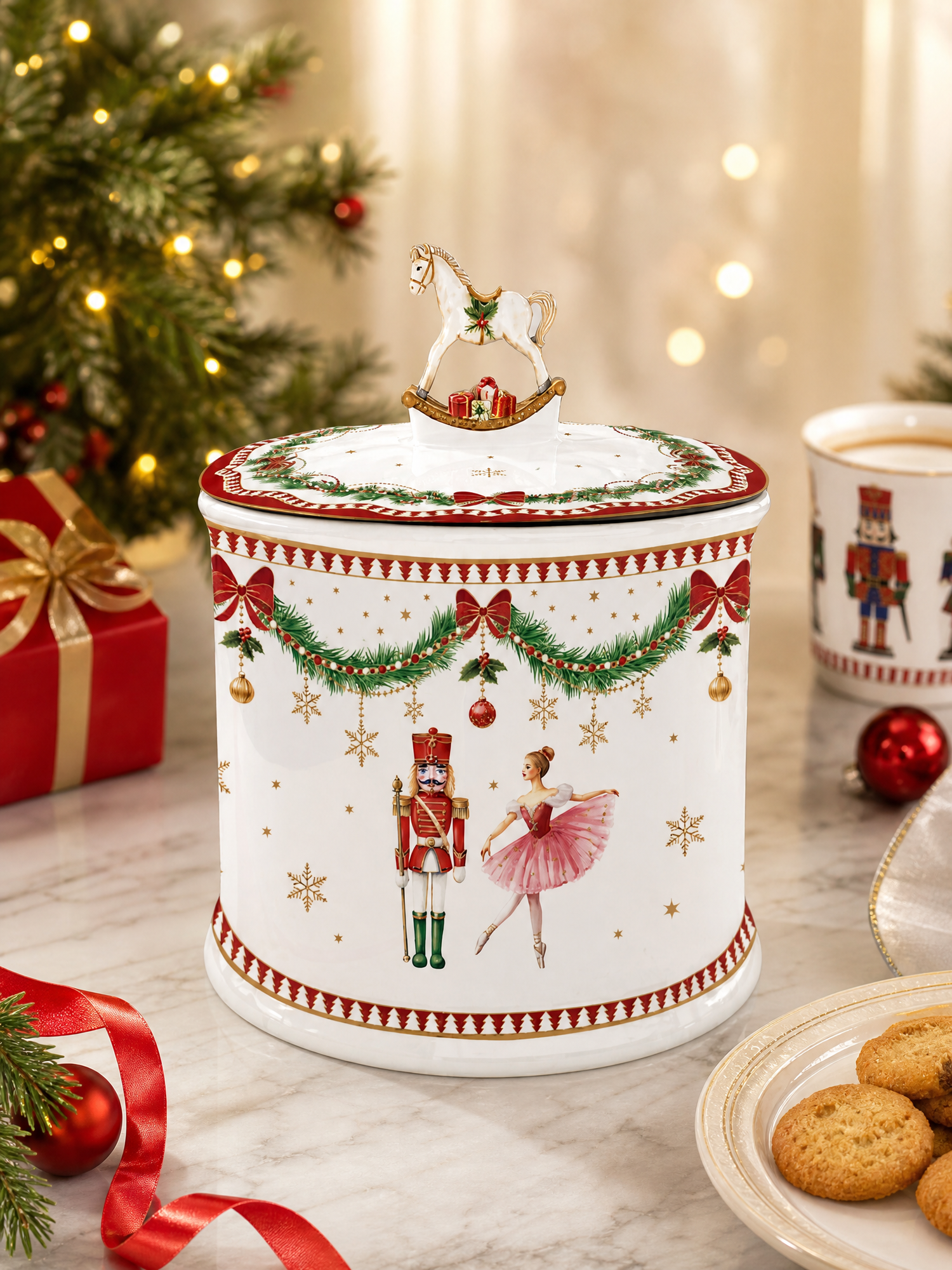 Банка для продуктов, фарфор P, белая, Щелкунчик и фея, Magie de Noel EASY LIFE EL-R1334/MNOE