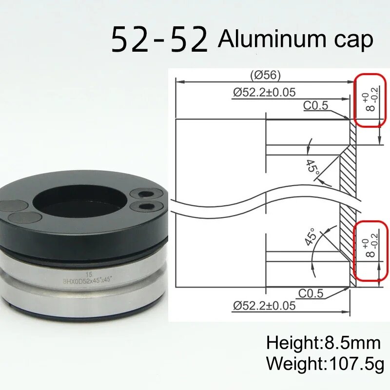 Рулевая колонка Neco Bike Threadless AL7075 52 52 Al cap Tapered