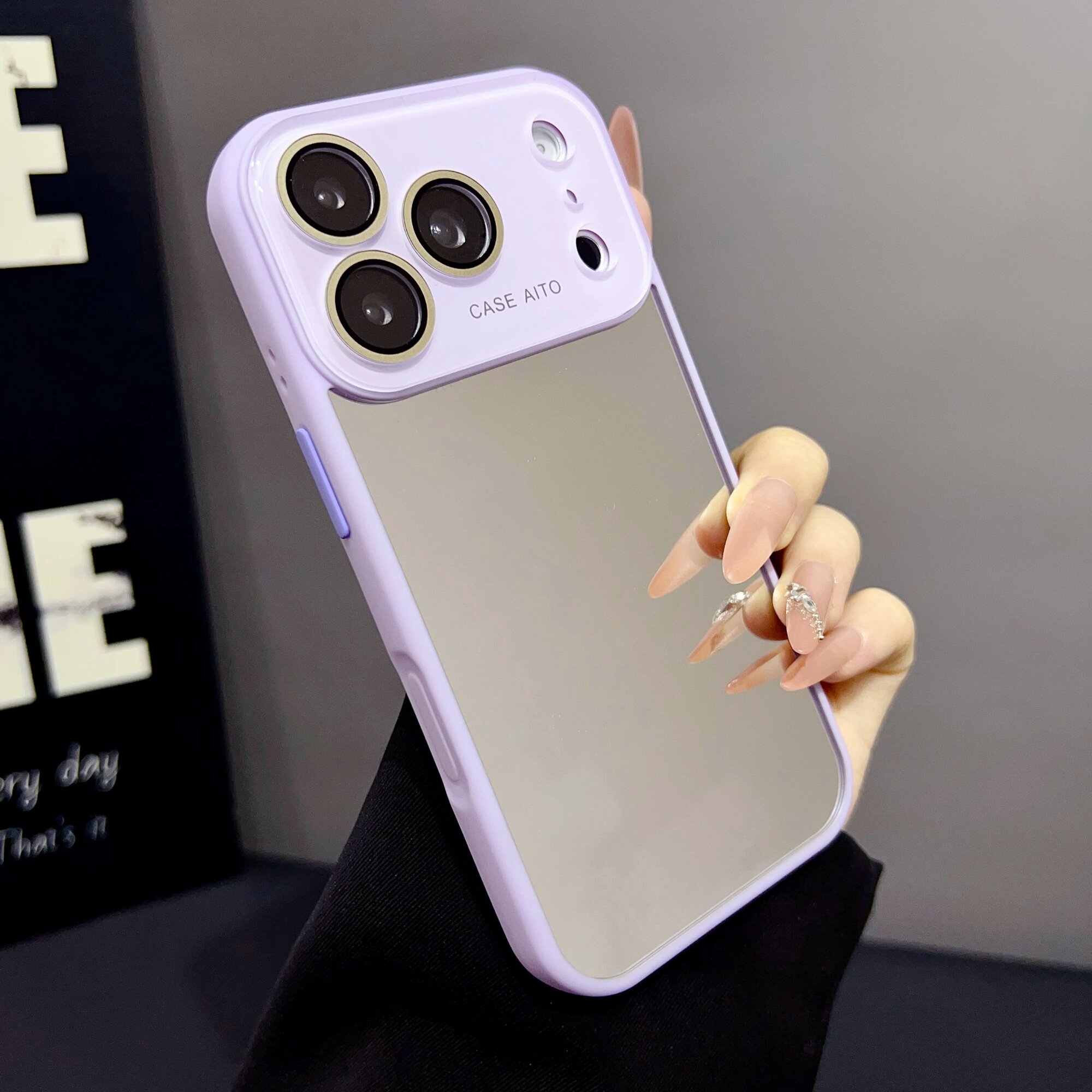Противоударный тонкий чехол-зеркало для iPhone 17 Pro Max 16 15 14 iPhone17 Про Макс, Белый, Purple