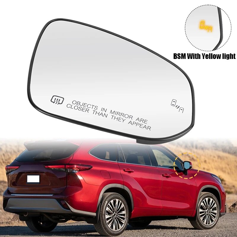 Левое и правое зеркало, стекло для слепых зон с подогревом для Toyota Highlander 2014-2025 Corolla Cross 2022-2025 Grand Highlander 23-25