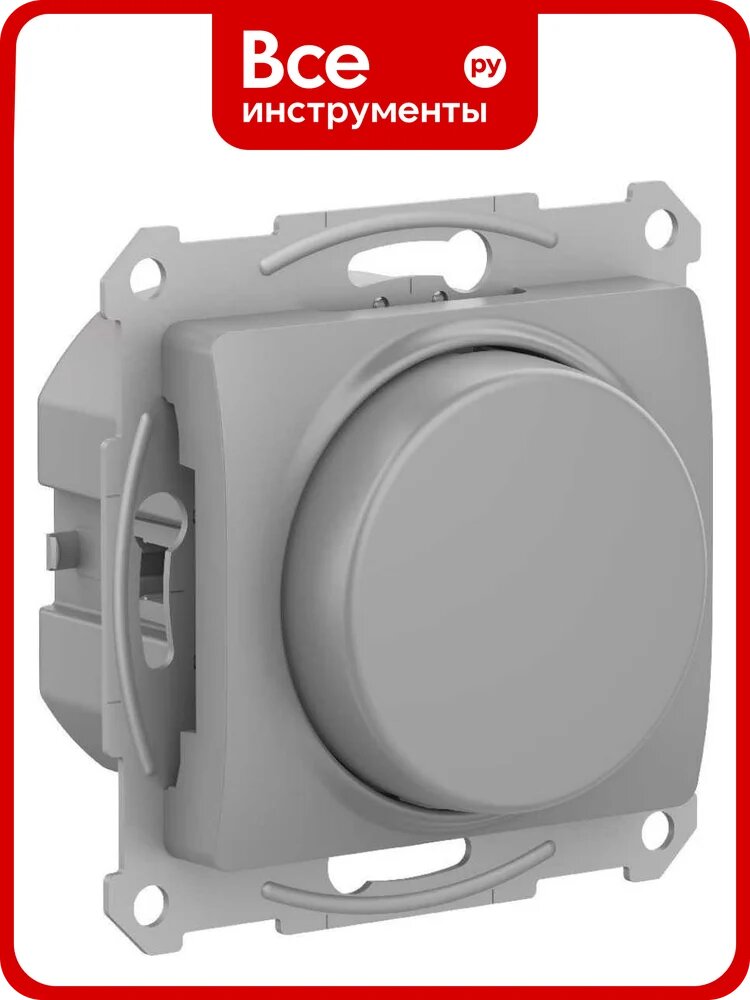 Светорегулятор Systeme Electric (Schneider Electric) Glossa, поворотно-нажимной, LED, RC, 400 Вт, механизм, алюминий, GSL000323