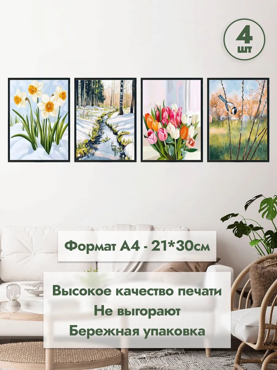 Интерьерные постеры А4 на стену