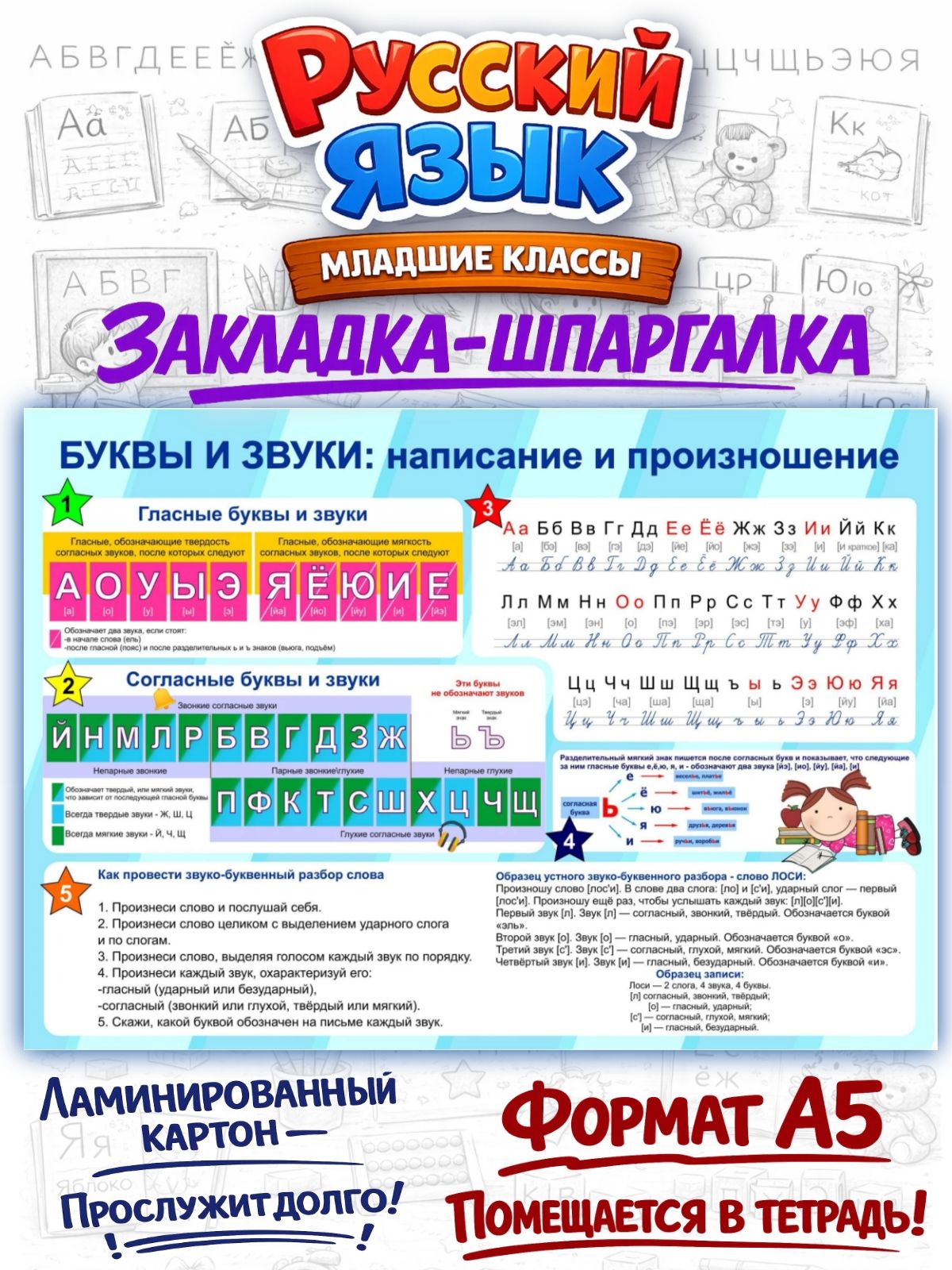 Закладка-шпаргалка "Русский язык. Младшие классы"