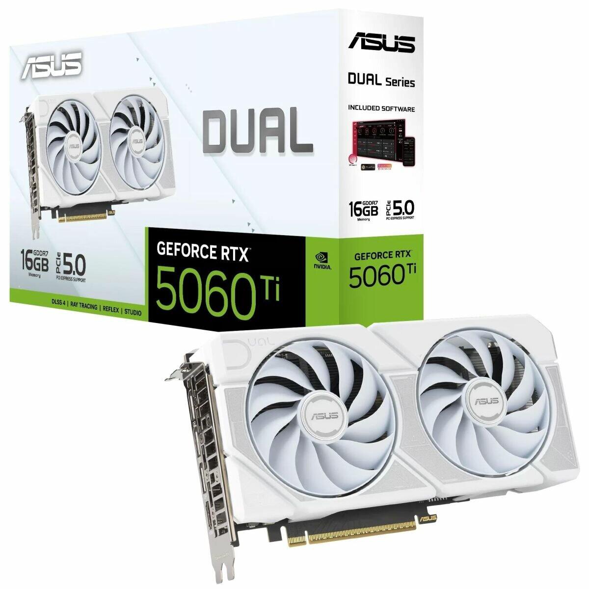 Видеокарта ASUS RTX5060Ti DUAL WHITE OC 16GB (DUAL-RTX5060TI-O16G-WHITE)