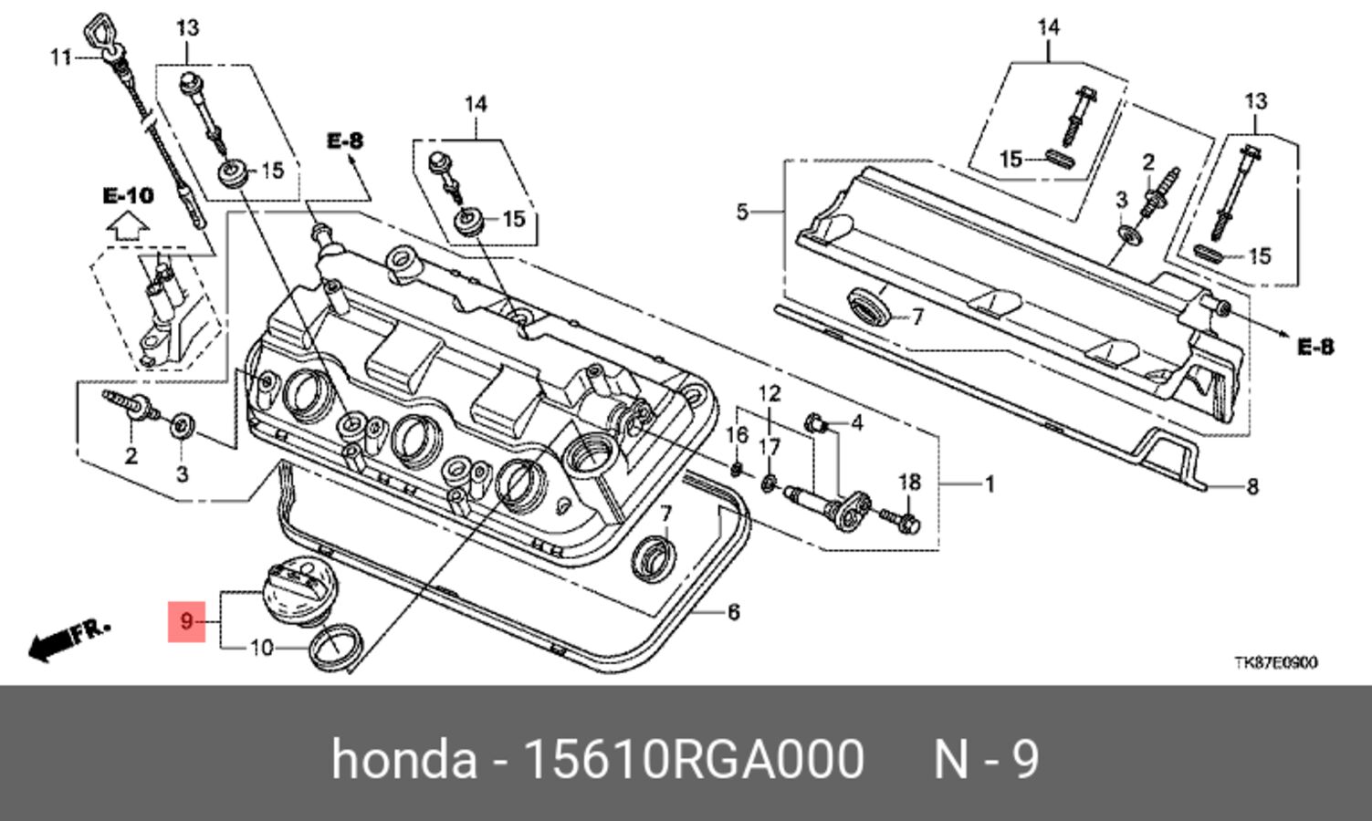 Крышка Масл. горловины Honda Accord Viii/Cr-V/Civic (HONDA 15610RGA000)
