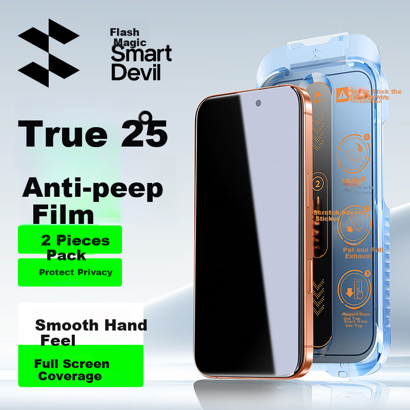 SmartDevil iPhone 17 Pro Защитная пленка с приватностью 25° Анти-просмотр Стекло закаленное Пыленепроницаемое