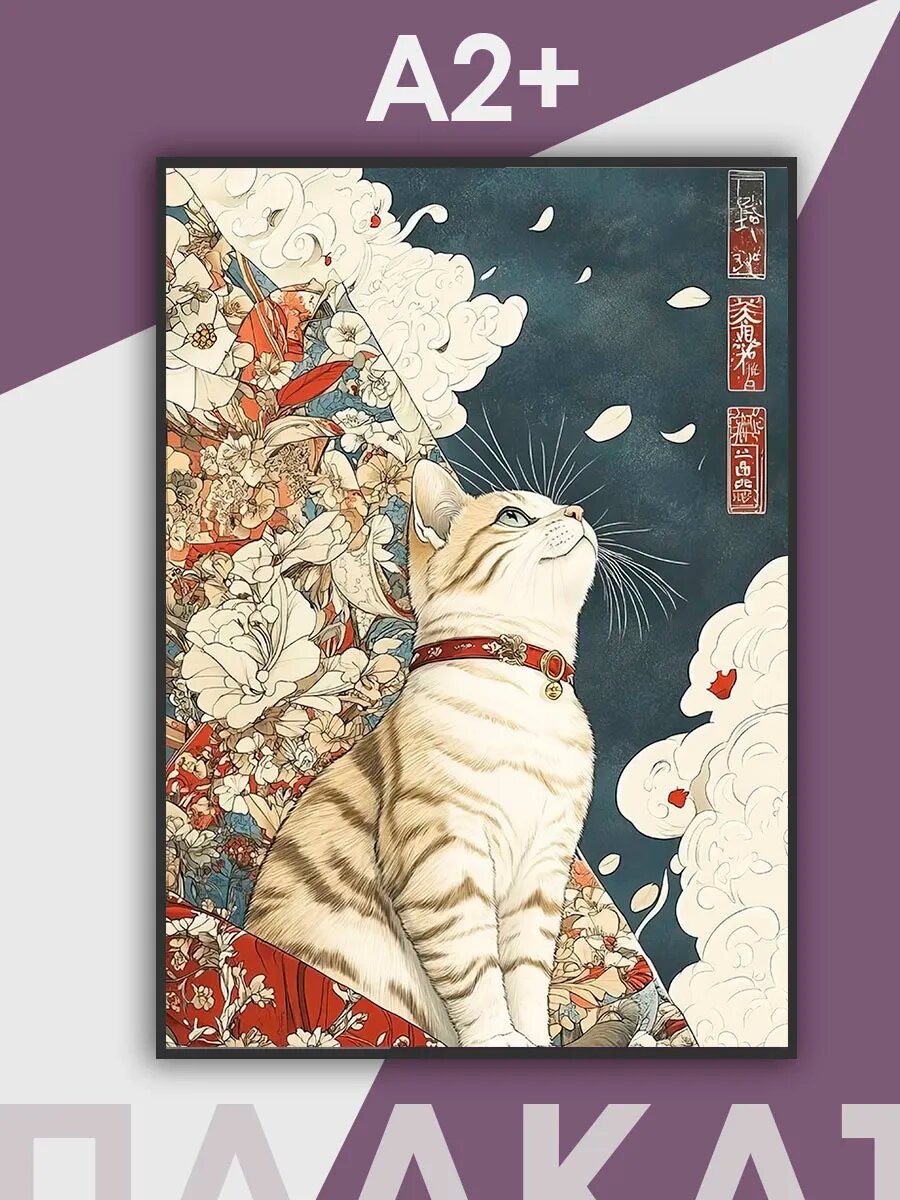 Постер А2 на стену Japan Cats