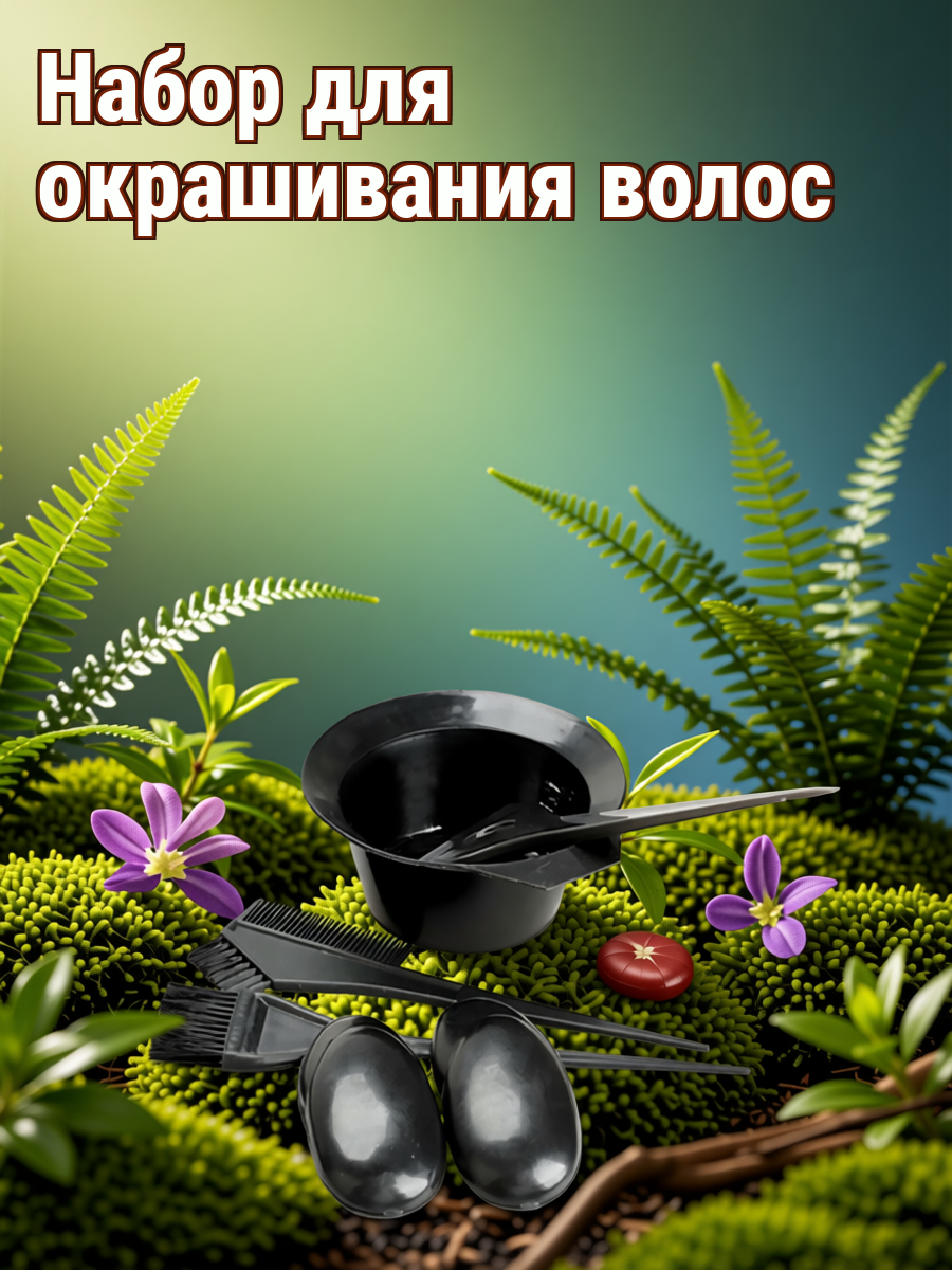 Набор Для Окрашивания Волос 5 Штук Включает 2 Щетки Комб 1 Миску И Накладки На Уши Чёрный 19 5x4 5x1 Cm