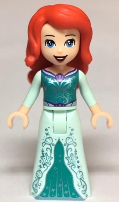 Минифигурка Lego dp062 Ariel, Human (Light Nougat) - Light Aqua Dress with Silver Starfish and Shells
