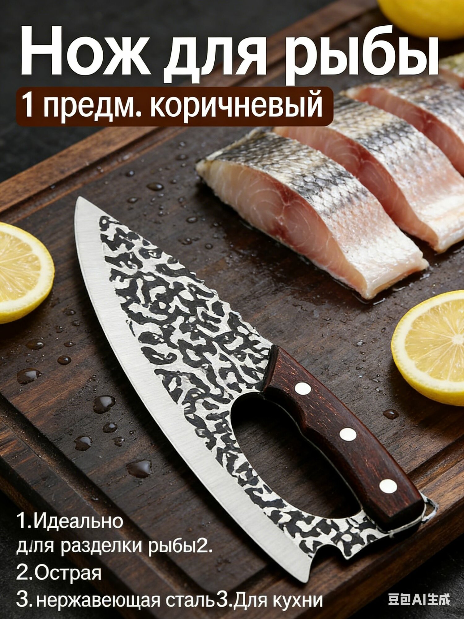 Нож для рыбы 1 предм. черно-серый, серый металлик