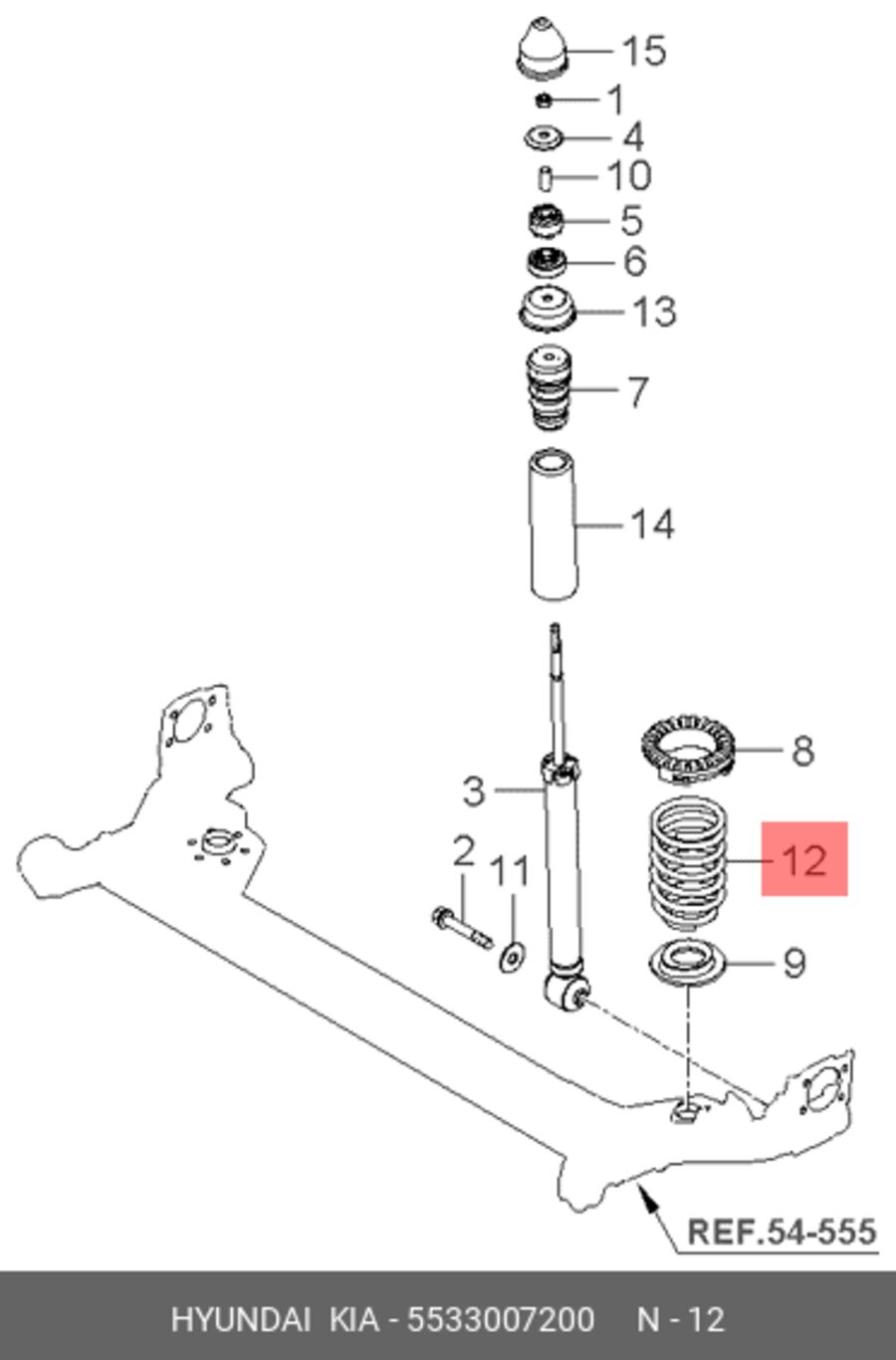 Пружина подвески org (Hyundai/Kia 5533007200)