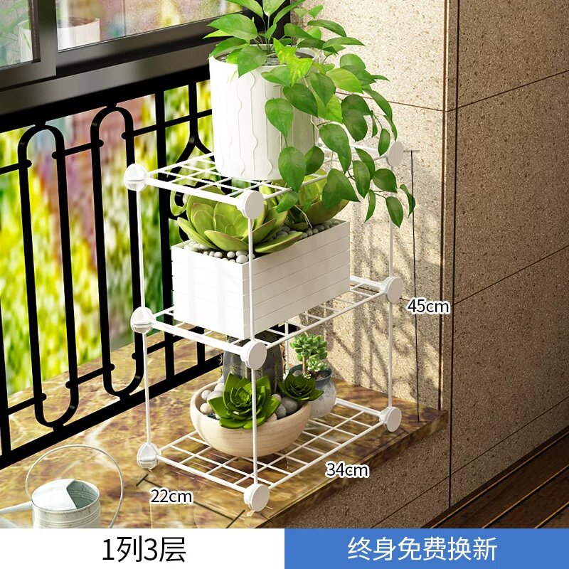 Белая стойка для растений 1 колонка 3 уровня, размеры 34x22x45 см идеально подходит для растений средних размеров