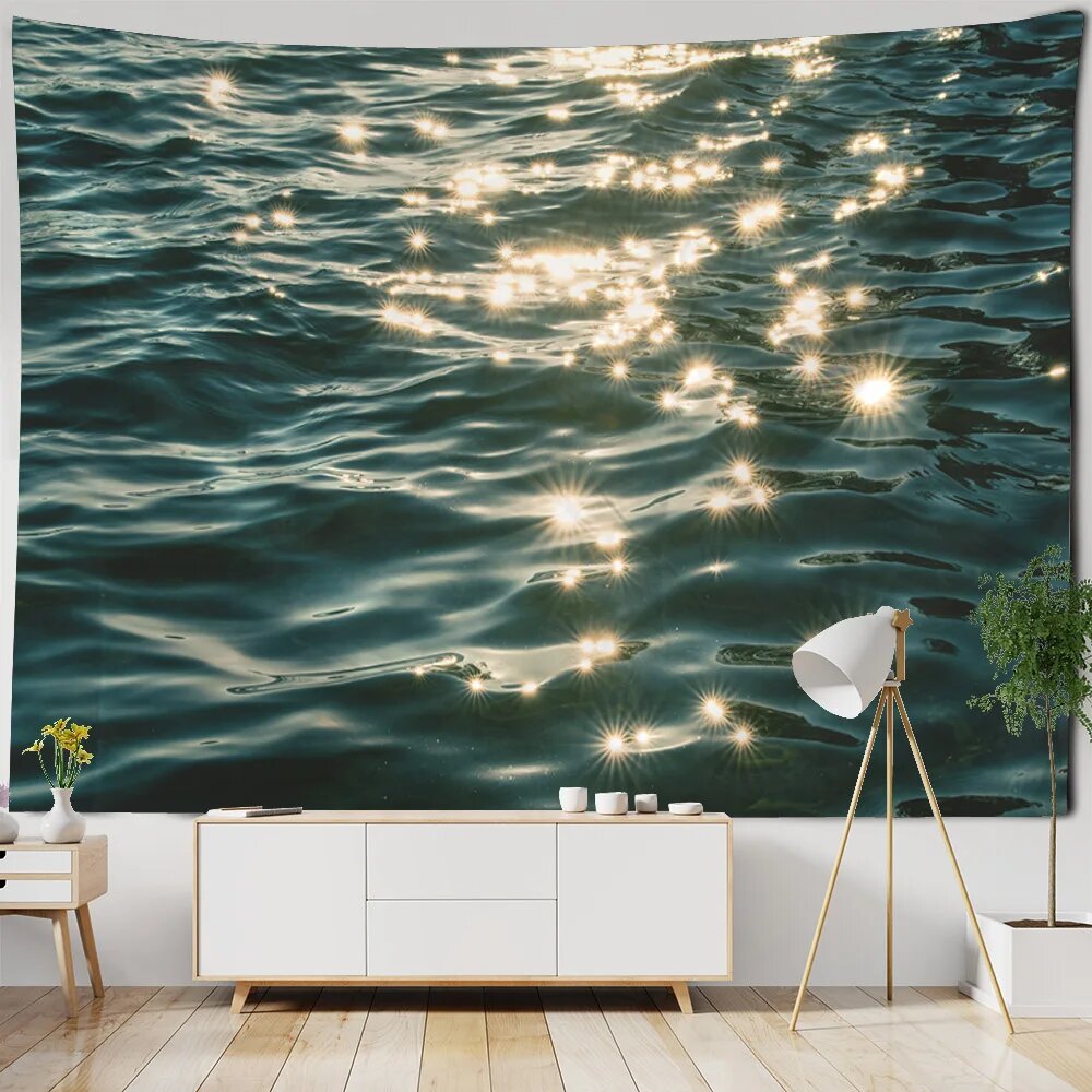 Гобелен "Бурлящее море" 100% полиэстер 230x150cm, Черный, черный