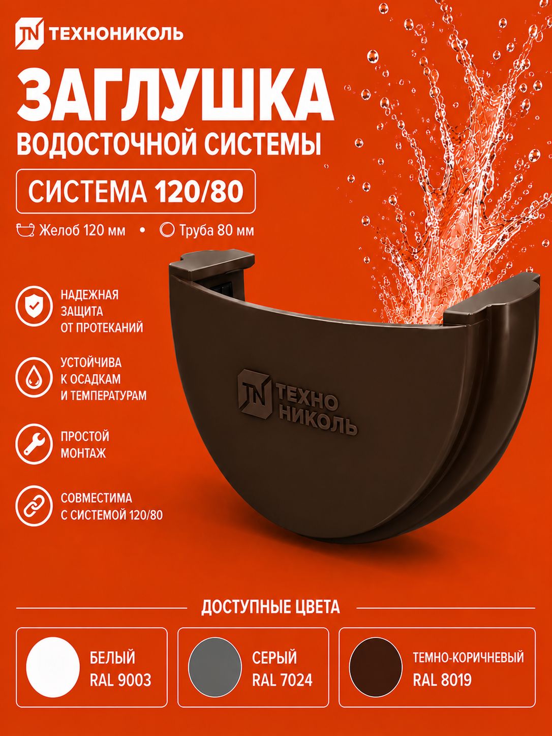 ТН оптима заглушка желоба (D120/80)