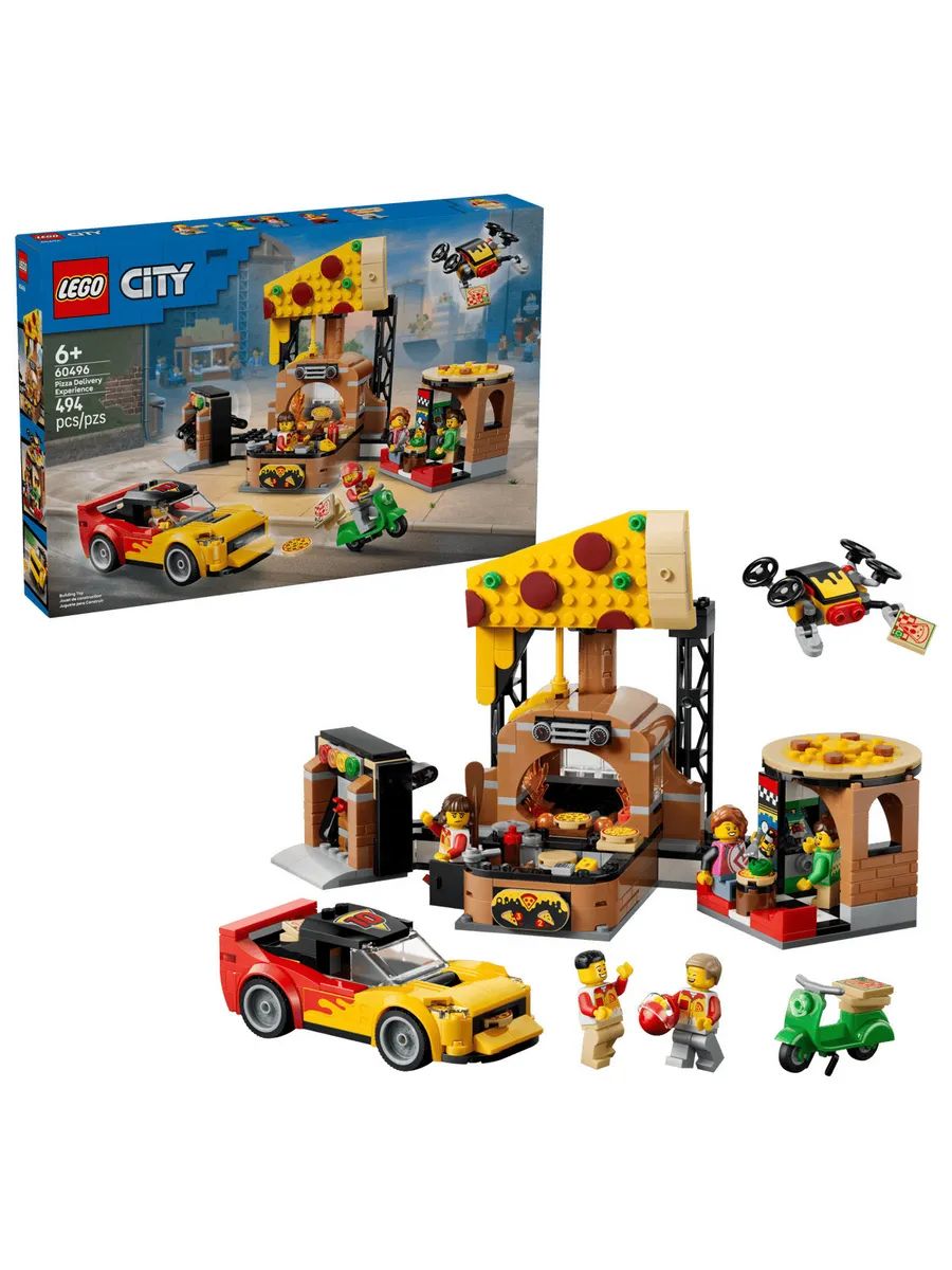Конструктор LEGO City 60496 Доставка пиццы, игровой набор с мопедом (62 детали, 5+)