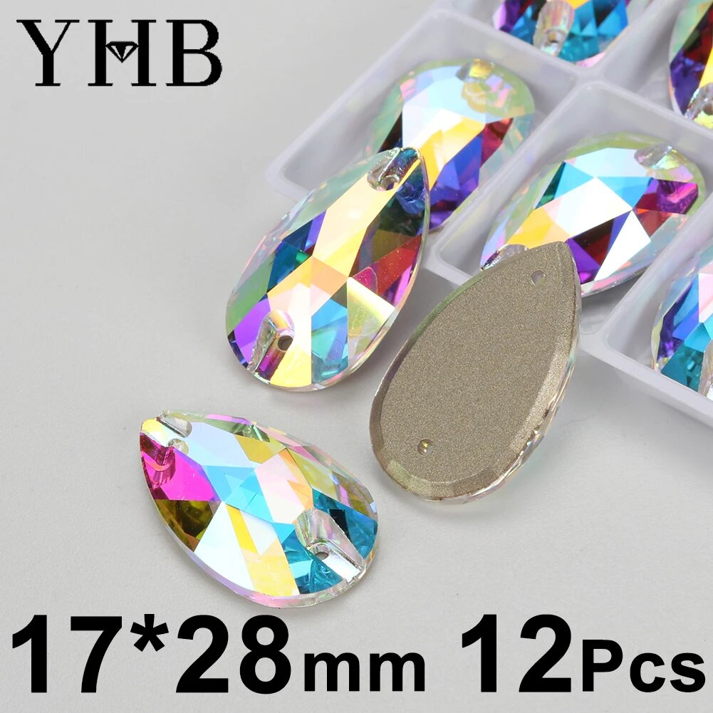 Стразы YHB Drop 17X28mm Crystal AB