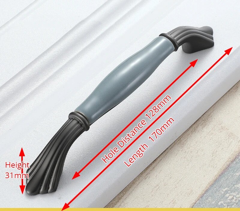 Ручки для шкафов NAIERDI синие серые, Hole Distance 128mm, Length 170mm