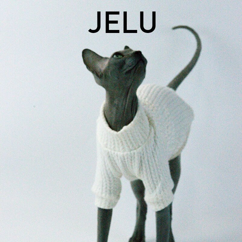 JELU Белая кофта для Сфинкса L Легкая вязаная футболка для крупных кошек 5.5-7 фунтов