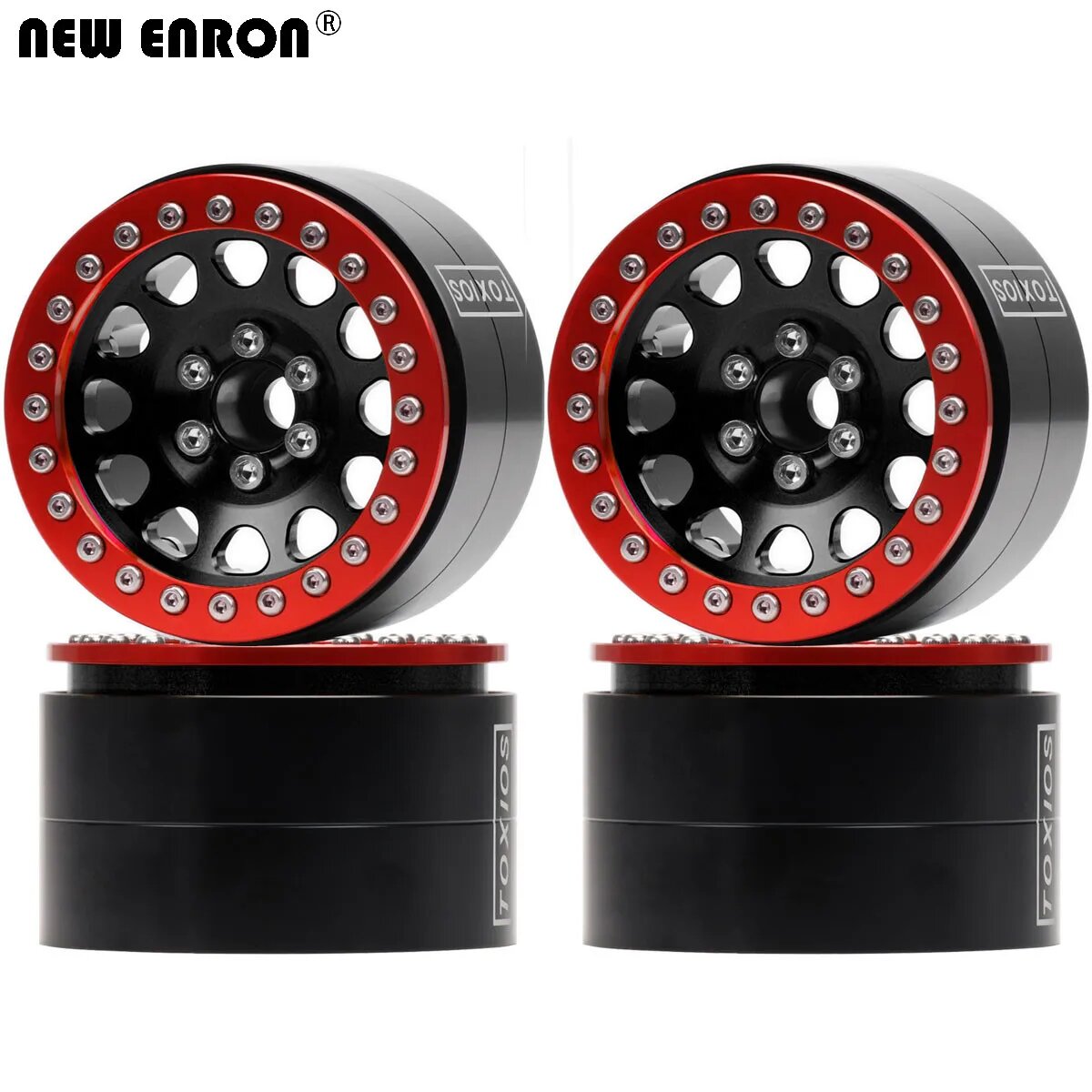NEW ENRON Колесные диски 2,2 дюйма металлические 4 шт. для RC автомобилей 1/10 Black-Red 4Pc