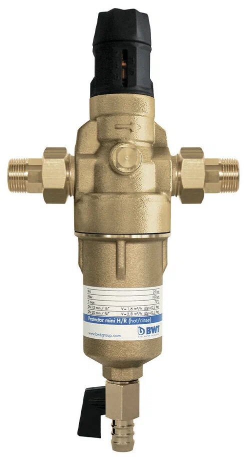 Фильтр с редуктором давления BWT Protector mini H/R HWS для горячей воды, 3/4" (810563)