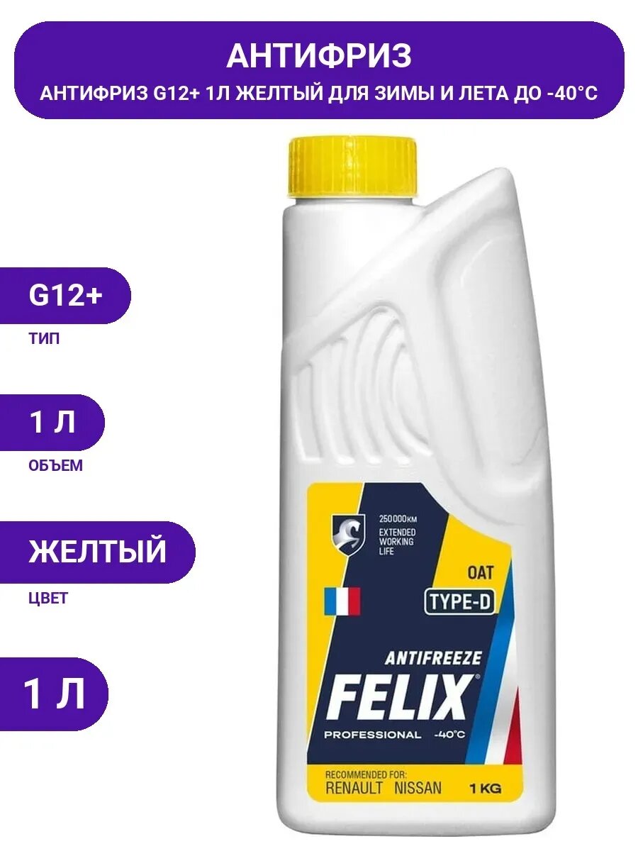 Антифриз FELIX TYPE D 1 кг, желтый 430206332