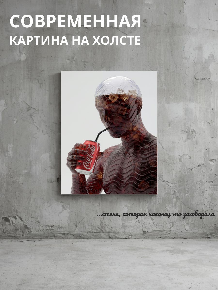 Картина на холсте Портрет человека и банка кока-кола 20x30 см
