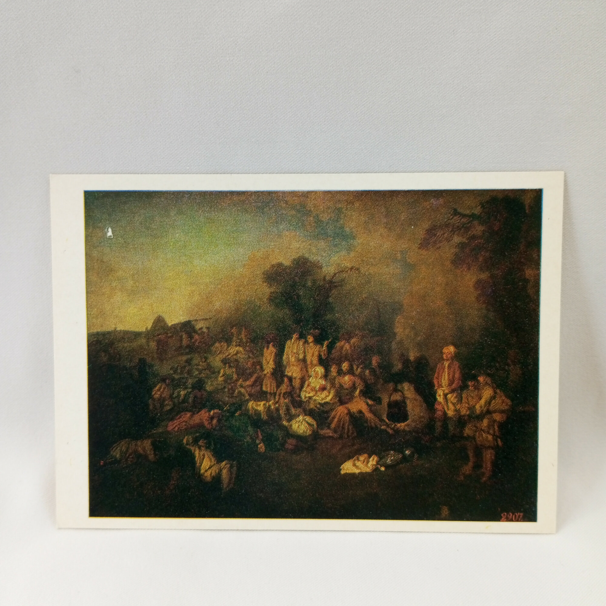 Открытка советская СССР, Антуан Ватто Бивуак, военная сцена французской школы. Винтаж